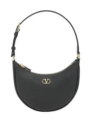 Valentino Garavani Vlogo Signature Mini Hobo Bag In Leather - Black