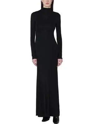 Alaïa Long Sleeve High Neck Maxi Dress - Black