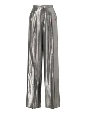 Giuliva Heritage Elsa Pleated Lamé Wide-leg Trousers - Silver