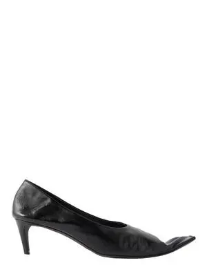 Khaite Marlene Glazed Leather Sculptural Pumps - Black
