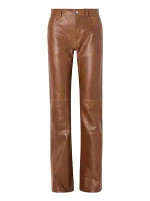 HAIKURE Flora Paneled Leather Straight-leg Pants - Brown