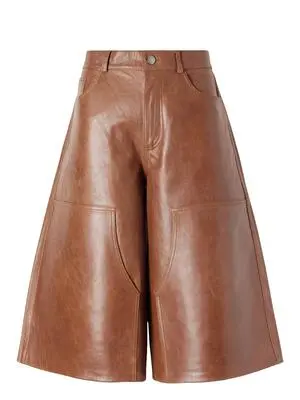 HAIKURE Legacy Leather Wide-leg Shorts - Brown