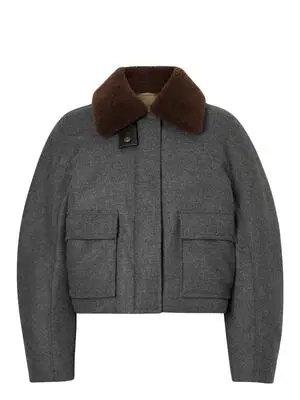 Brunello Cucinelli Shearling-trimmed Padded Wool And Cashmere-blend Down Jacket - Gray