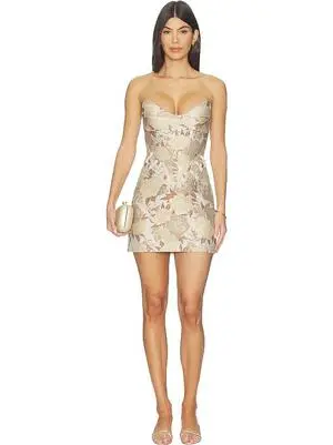 SAU LEE Nico Brocade Dress - Beige Multi