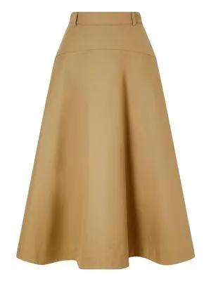 Balenciaga A-line Cotton Midi Skirt - Brown