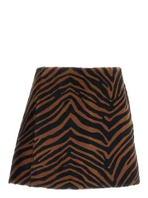 PAROSH Animalier Print Pony-hair Leather Mini Skirt - Multicolore