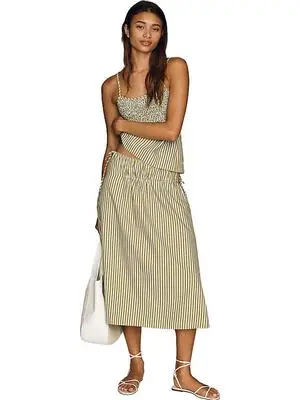 DAMSON MADDER Caspia Cotton Midi Skirt - Basil