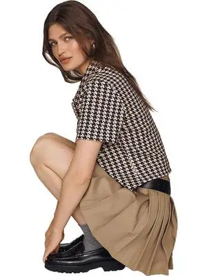 DOLAN LEFT COAST Houndstooth Shirt Jacket - Brown Pattern