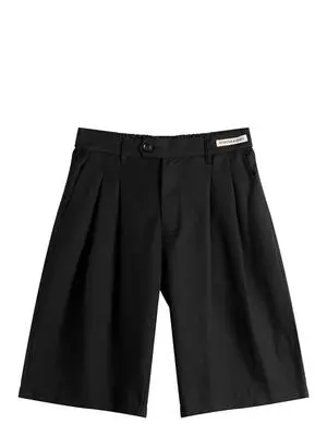 PORTER JAMES Double Pleated Shorts - Black