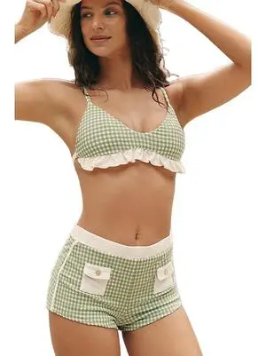 DIPPIN DAISY'S Chez Shorts In Green Gingham - Green Pattern