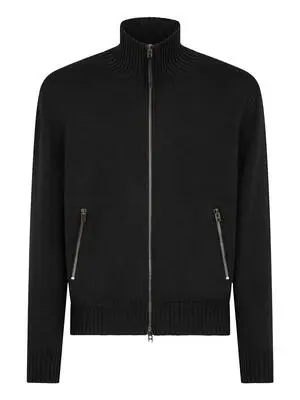 TOM FORD Virgin Wool Zip-up Sweater With High Neck - Black