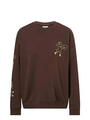DAMSON MADDER Graphic-print Cotton-jersey Sweatshirt - Brown