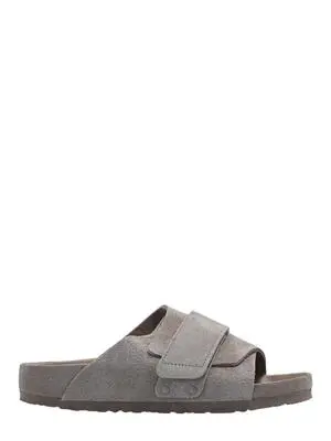 BIRKENSTOCK Kyoto Suede Slides With Adjustable Velcro Straps - Gray
