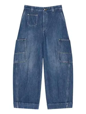 Givenchy Paris Cocoon Cropped Cargo Jeans - Medium Blue