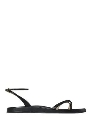 THE ROW Leather Cross-strap Flat Sandals - Black