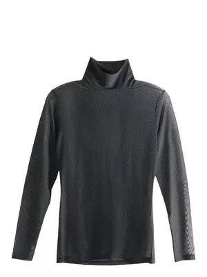 Dries Van Noten Printed Turtleneck Long Sleeve Top - Black