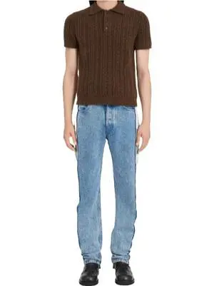 MAISON MARGIELA Cable-knit Polo Shirt - Brown