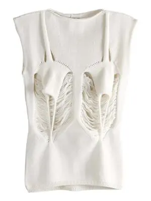 Rick Owens Sleeveless Crewneck Top With Front Cutouts - White