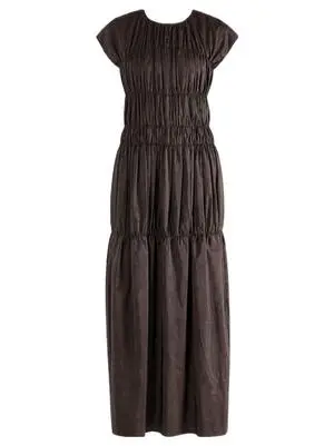 AMOMENTO Shirred Tiered Maxi Dress - Black