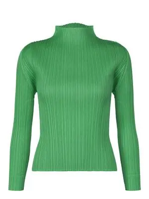 PLEATS PLEASE BY ISSEY MIYAKE Long Sleeve Mock Neck Top - Grass Green