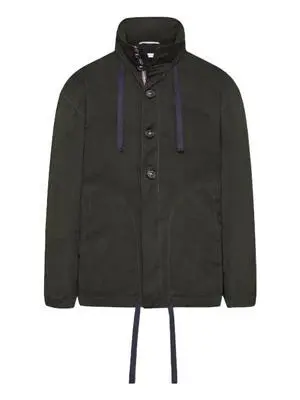 Thom Browne Coated Hooded Jacket With Signature Grosgrain Placket - Black