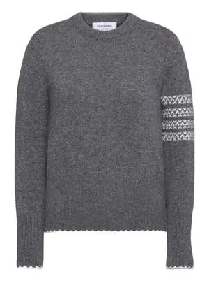 Thom Browne Holiday Hector Sweater With Striped Pattern - Medium Gray