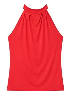 AMOMENTO Halter Neck Jersey Top - Red