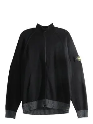 Stone Island Logo-patch Zip-up Sweater - Black