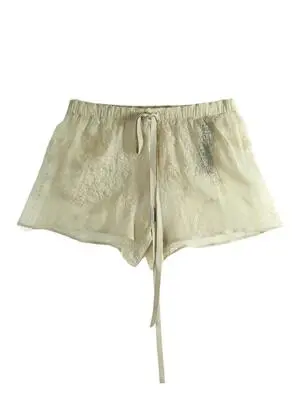 ANN DEMEULEMEESTER Nisa Micro Boxer Shorts With Floral Lace Overlay - Mastic