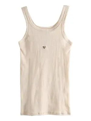 BASERANGE Ribbed Tank Top With Heart Detail - Nude