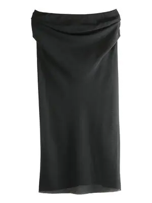 RIER Draped Midi Skirt In Wool - Black