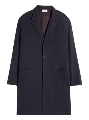 LEMAIRE Single-breasted Wool Crepe Coat - Onyx