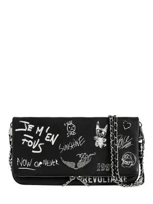 Zadig&Voltaire Rock Arty Tag Clutch With Chain Strap - Black