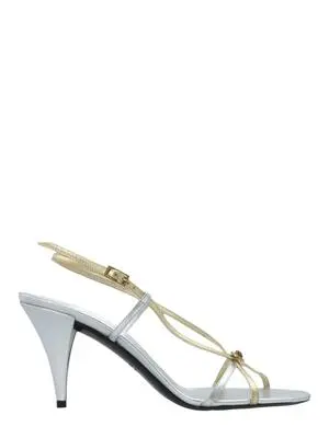Versace Metallic Strappy High Heel Sandals - Gray