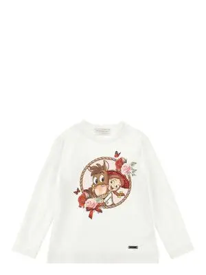 Monnalisa Graphic Print Long Sleeve T-shirt - White