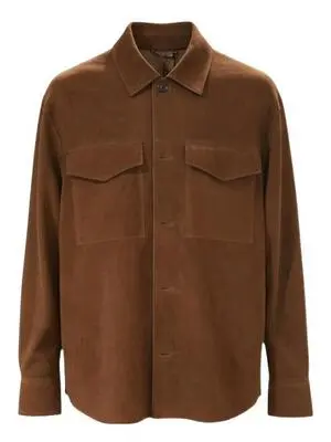 LARDINI Long Sleeve Leather Jacket - Brown