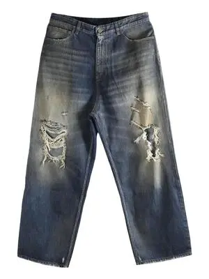 Vetements Distressed Wide Leg Jeans - Black