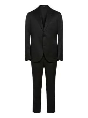 LARDINI Lapel Long-sleeve Suit - Black