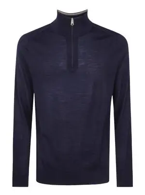 Paul Smith Stand-up Collar Quarter-zip Sweater - Black