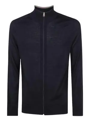 Paul Smith Zip Up Stand Collar Cardigan - Black
