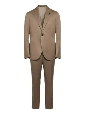 LARDINI Lapel Long-sleeve Suit - Brown