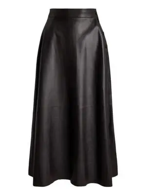Ralph Lauren Vickie Leather A-line Skirt - Brown