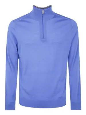 Paul Smith Stand-up Collar Zip-up Sweater - Blue