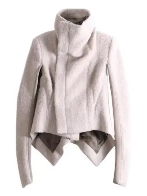 Rick Owens Long Sleeve High Neck Ruffled Hem Jacket - Multicolor