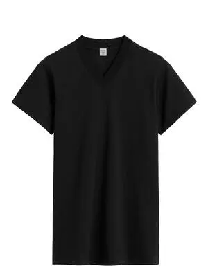 TOTEME Short-sleeved V-neck T-shirt - Black