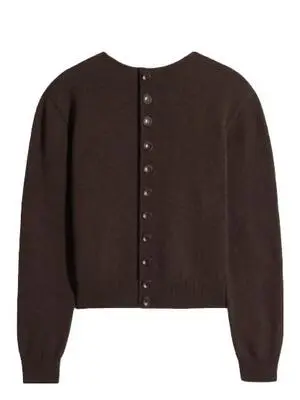 LEMAIRE Reversible Buttoned Jumper In Cashmere And Wool - Ebony