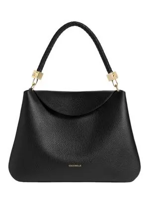 COCCINELLE Tiggy Medium Leather Handheld Or Cross Body Bag With Braided Handle - Black