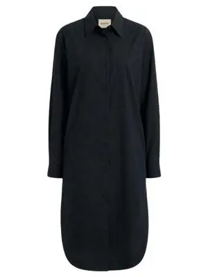 Khaite Long Sleeve Collared Shirt Dress - Black