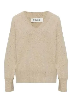 RÓHE Long-sleeved V-neck Sweater - Beige