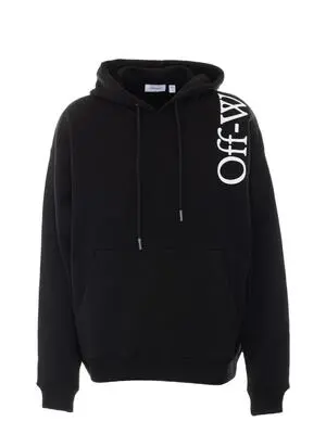 Off-White Drawstring Hooded Sweatshirt - Black